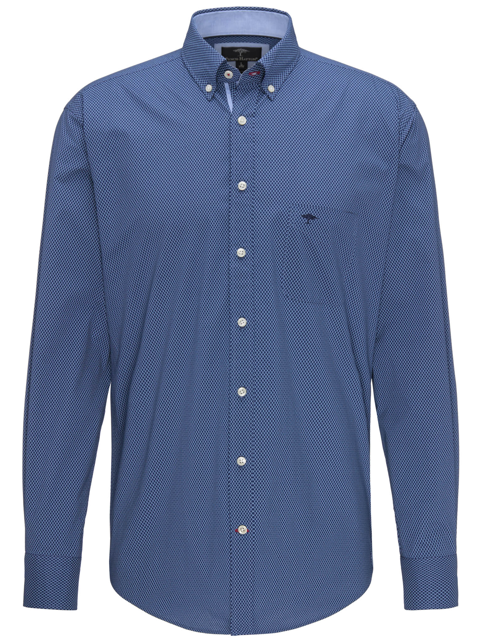 Fynch-Hatton The Premium Diamond Check Overhemd in kleur Navy-Blauw ...