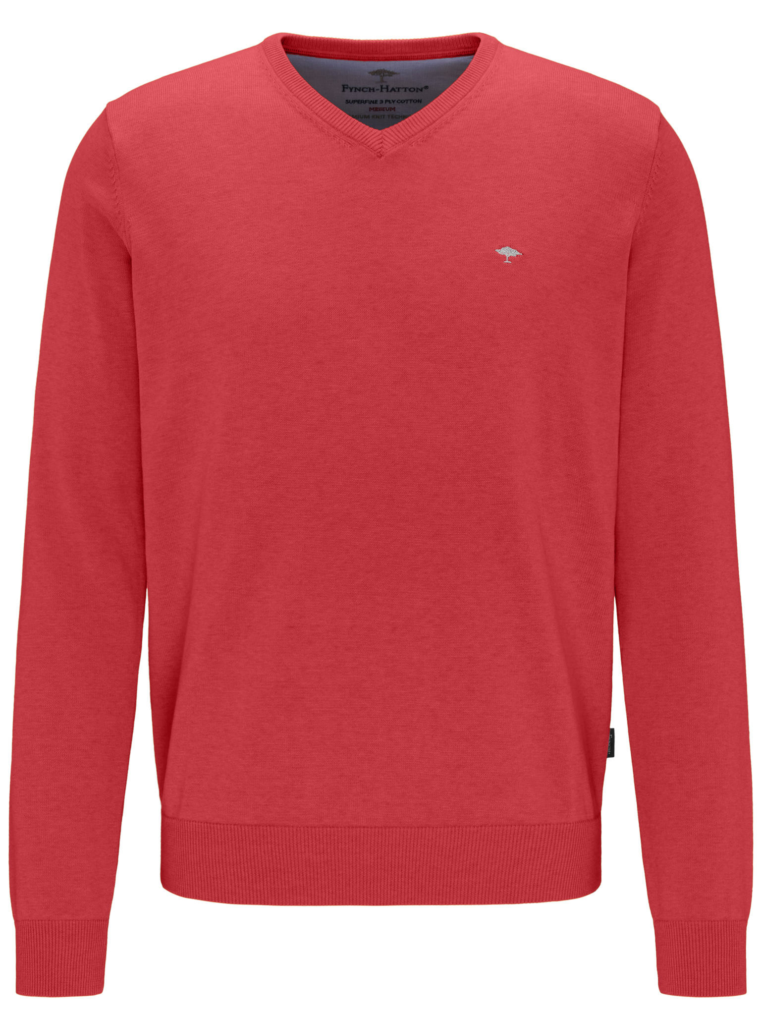 Fynch-Hatton Uni V-Neck Cotton Trui in kleur Watermelon | Jan Rozing ...