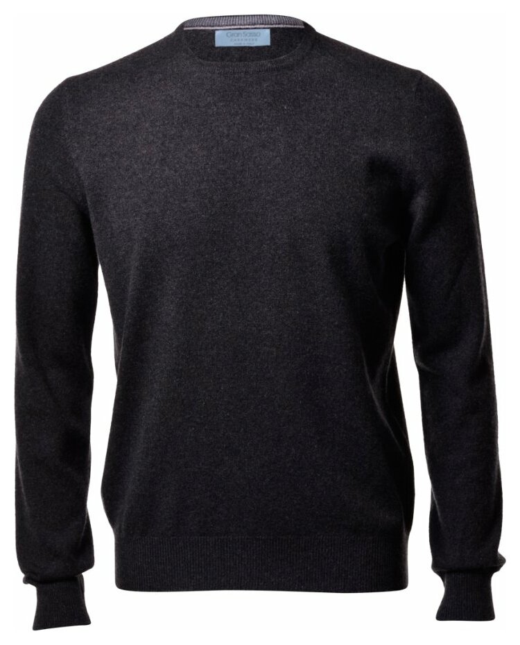 Gran Sasso Pure Cashmere Crew Neck Pullover Charcoal | Jan Rozing Men's ...