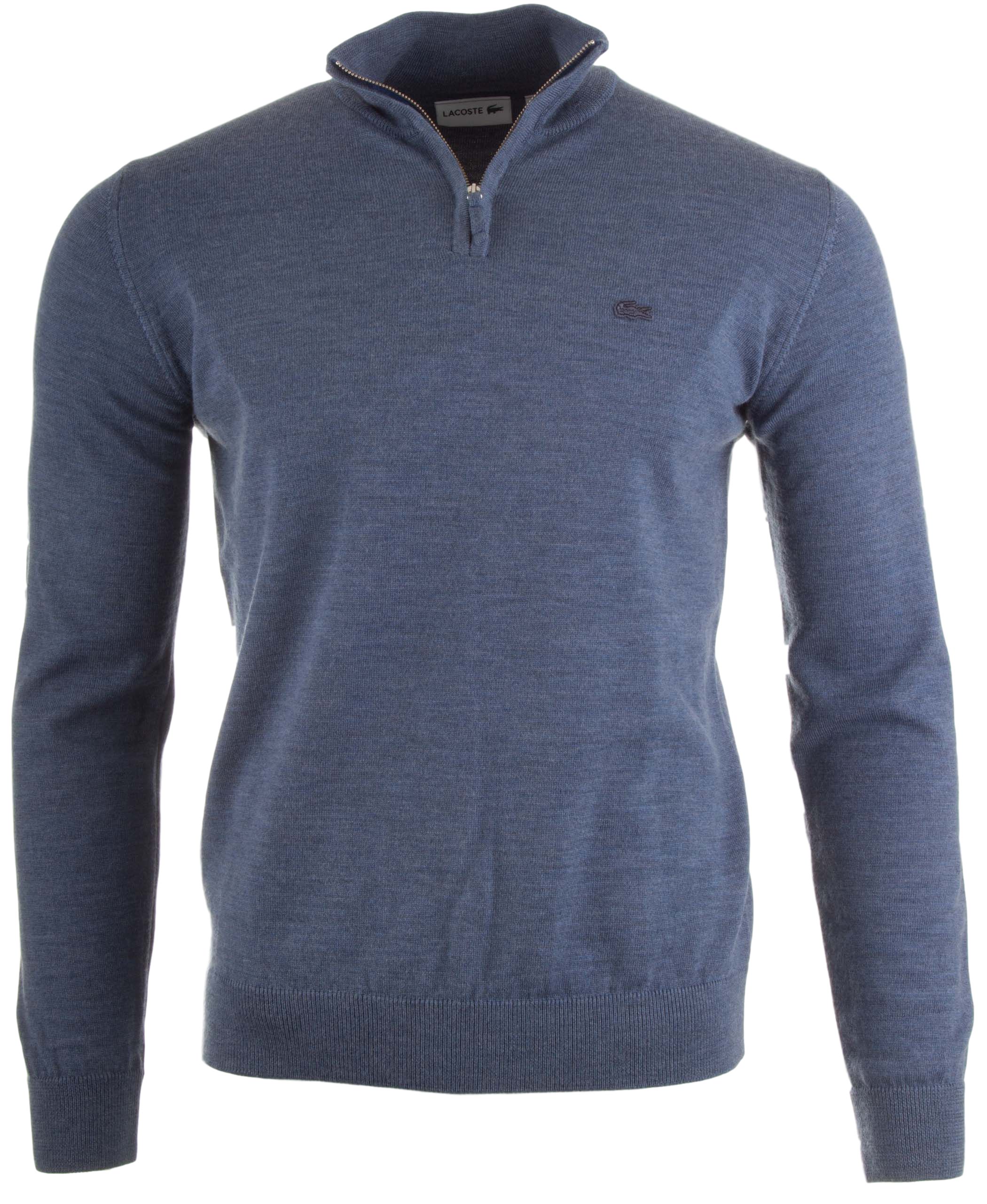 Lacoste Pure Wool Zipper Pullover Denim Blue | Jan Rozing Men's Fashion
